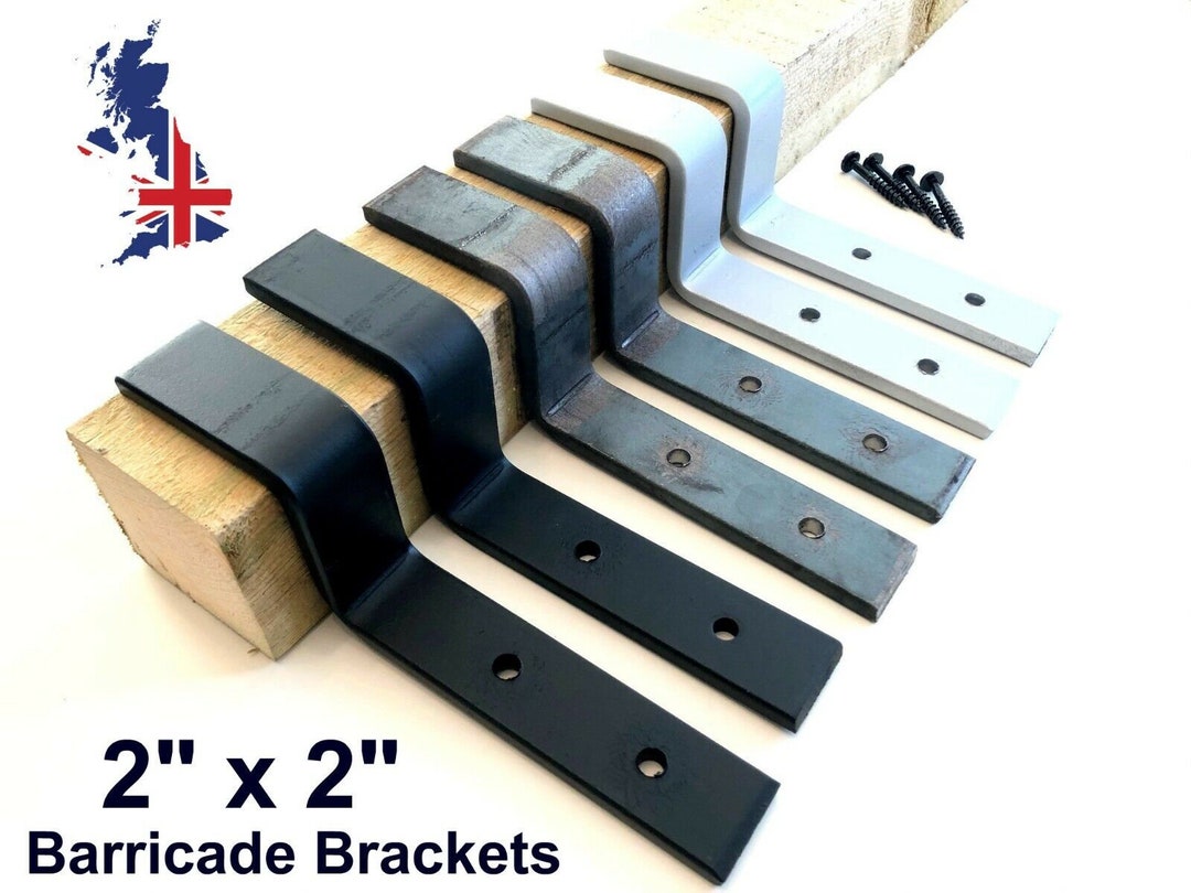 Barricade Brackets 50 X 50mm 2" X 2" Narrow Style 25mm Wide Fixings ...