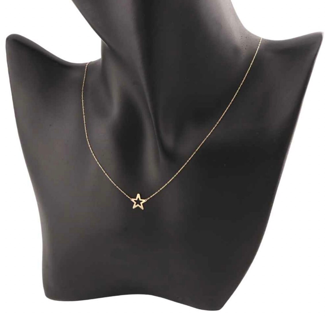 14K Yellow Gold Star Necklace /solid Gold Chain / Star Necklace /14k ...