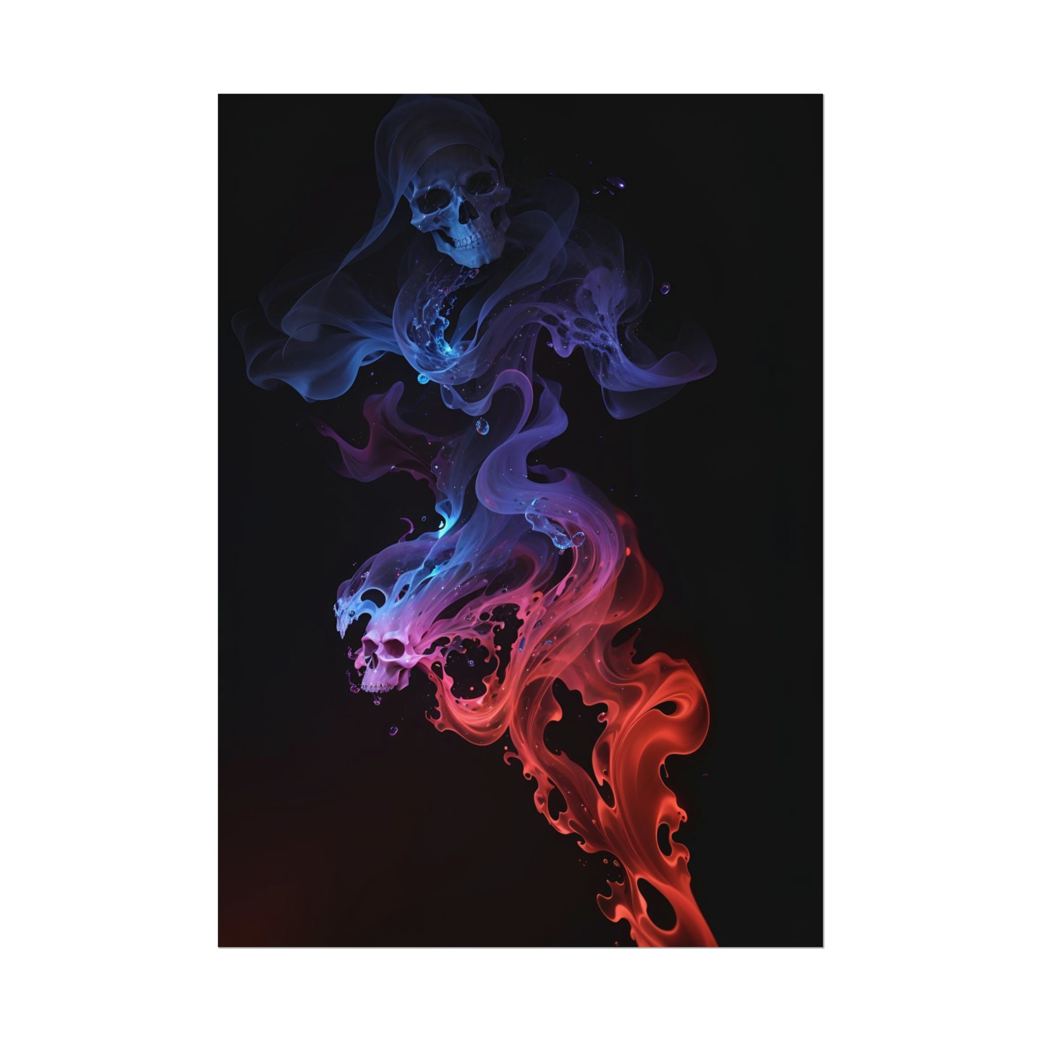 Red and Blue Skulls - Rolled Posters - Etsy