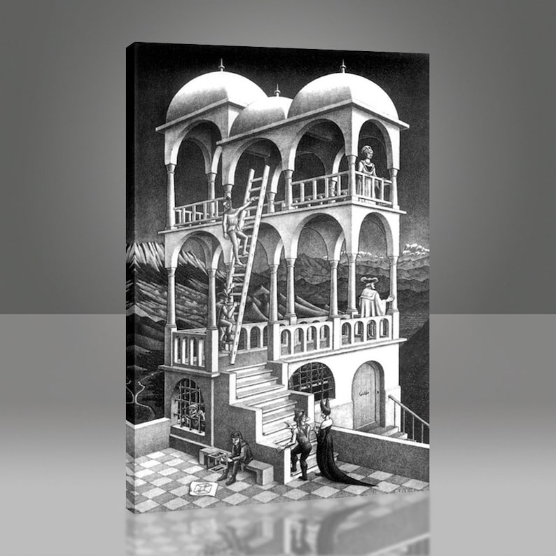 Belvedere by Maurits Cornelis Escher Canvas Wall Art, Abstract ...