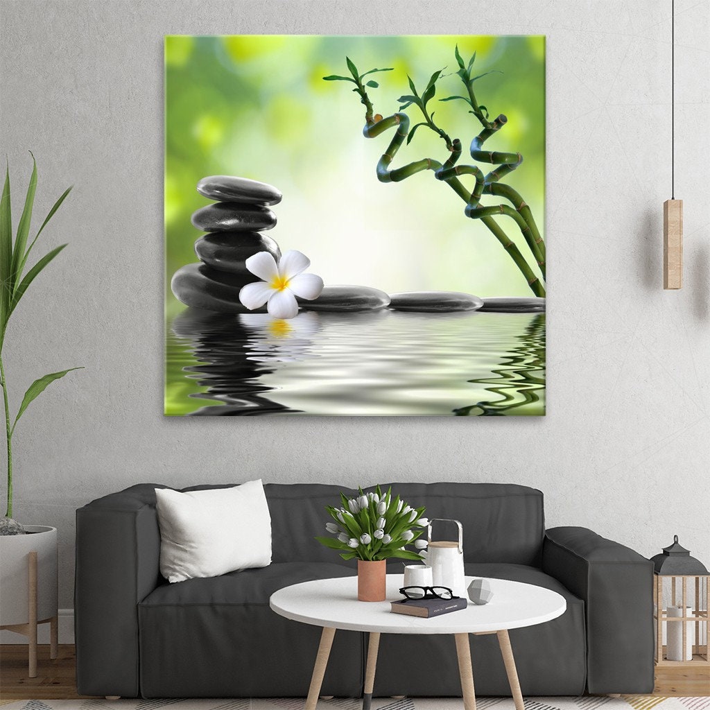 Spa Stones and White Flower Canvas Wall Art, Spa Stone and Aromatherapy ...