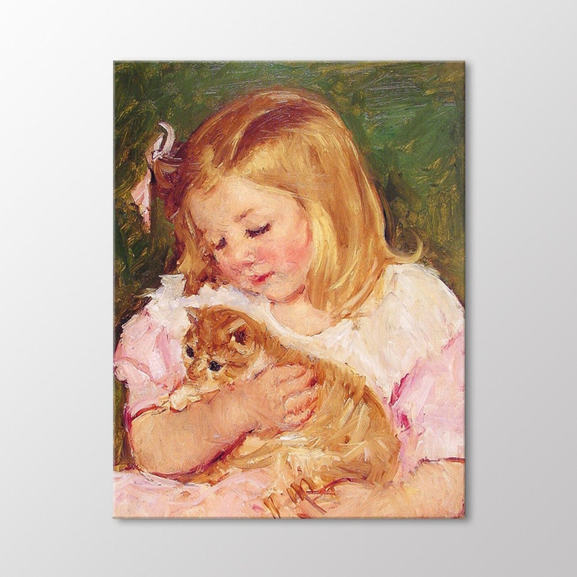 Sara Holding A Cat by Mary Cassatt Canvas Wall Art - Etsy