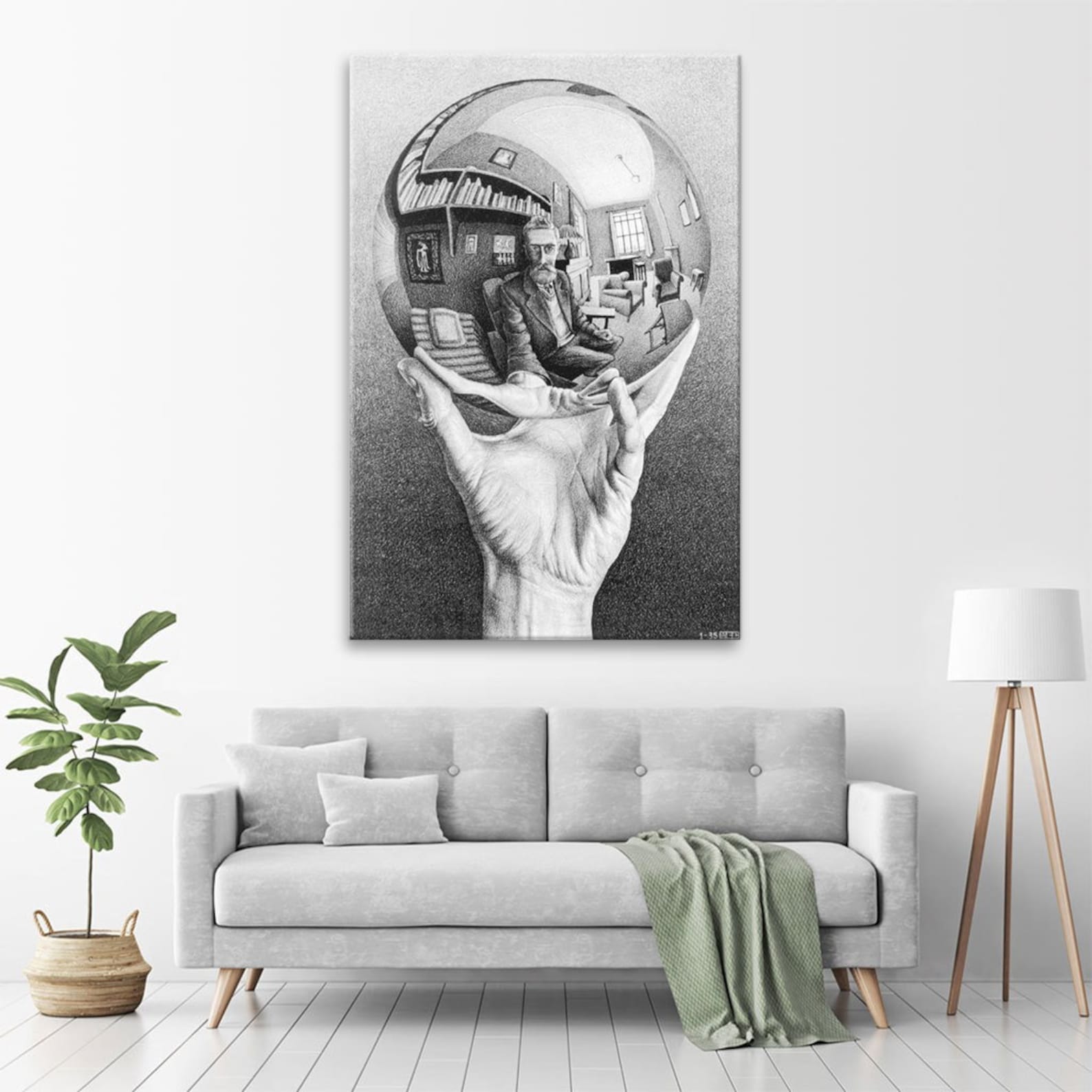 Hand With Reflecting Sphere by Maurits Cornelis Escher Canvas Wall Art ...