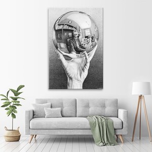 Hand With Reflecting Sphere by Maurits Cornelis Escher Canvas Wall Art ...