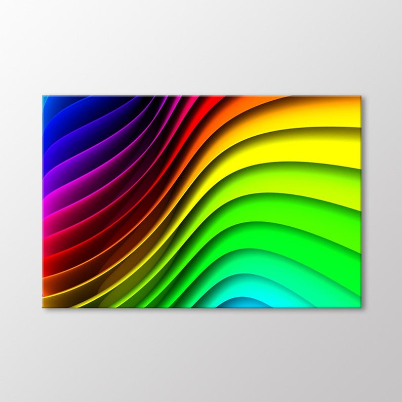 Rainbow Waves Canvas Wall Art - Etsy