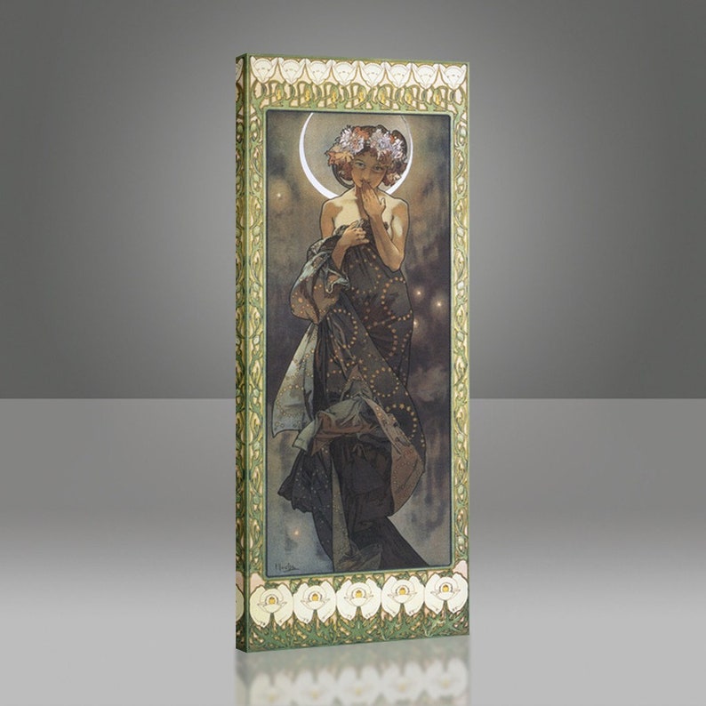 The Moon by Alphonse Mucha Canvas Wall Art 30x80 Cm - Etsy