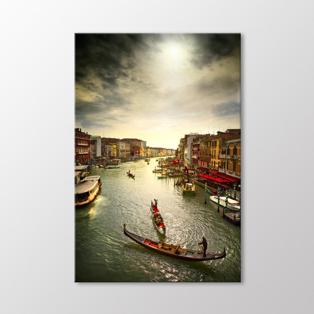Venice Canal Canvas Wall Art, Venice Gondola Art Print, Italy Cityscape ...