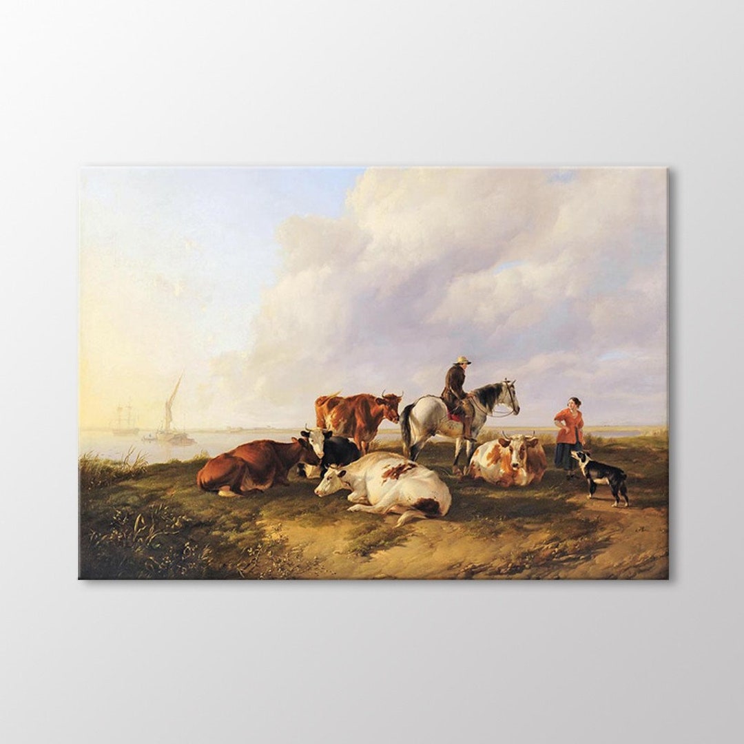 Cattle in the Pasture by Thomas Sidney Cooper Canvas Wall Art, Cows ...