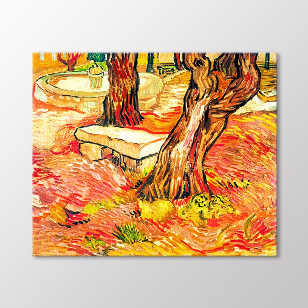 Stone Bench, 1889 by Vincent Van Gogh Canvas Wall Art - Etsy