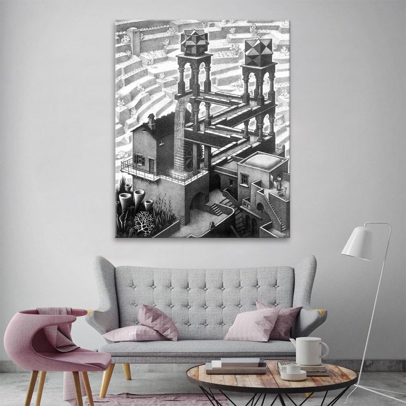M.C. Escher Waterfall Canvas Print, Impossible Architecture, Surrealist ...