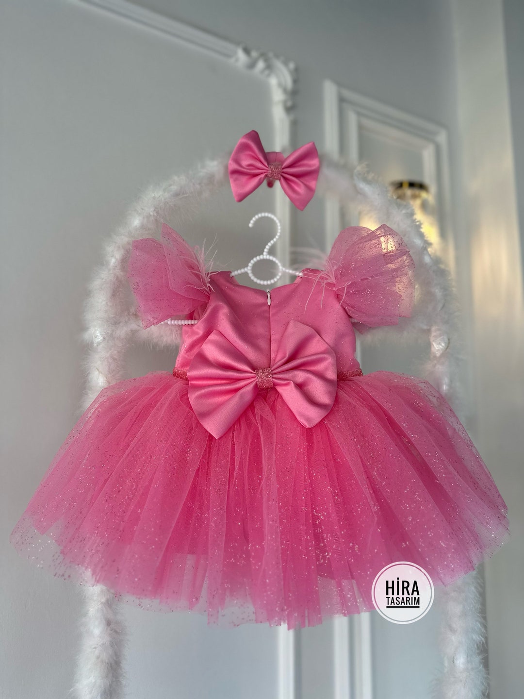 Pink Baby Ribbon Tutu Wedding Girl Dress, Birthday Dress, Prom Party ...