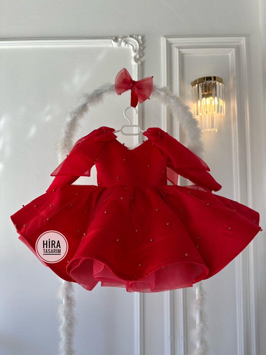 Red Ribbon Baby Wedding Girl Dress, Birthday Tutu Dress, Prom Party ...