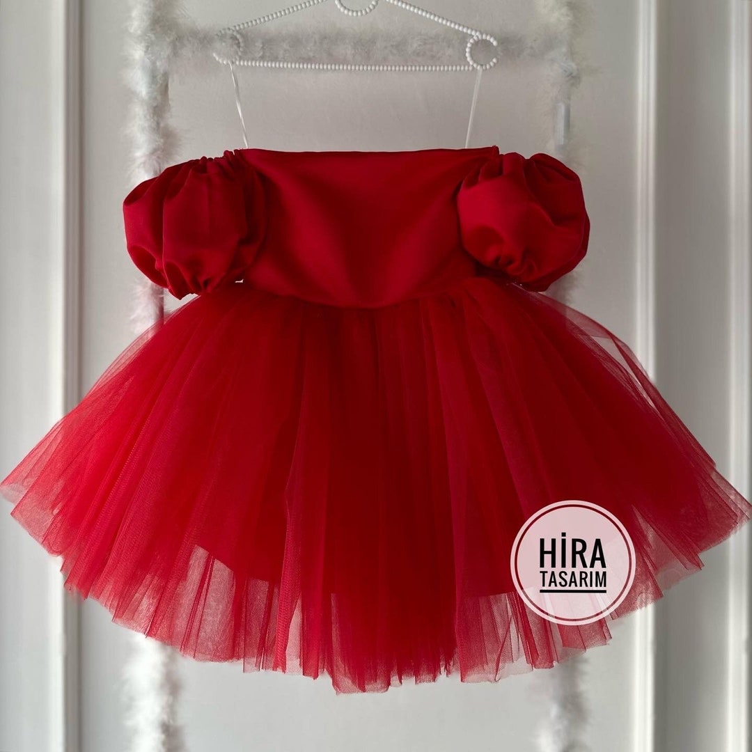 Red Ribbon Baby Wedding Girl Dress Birthday Tutu Dress Prom - Etsy
