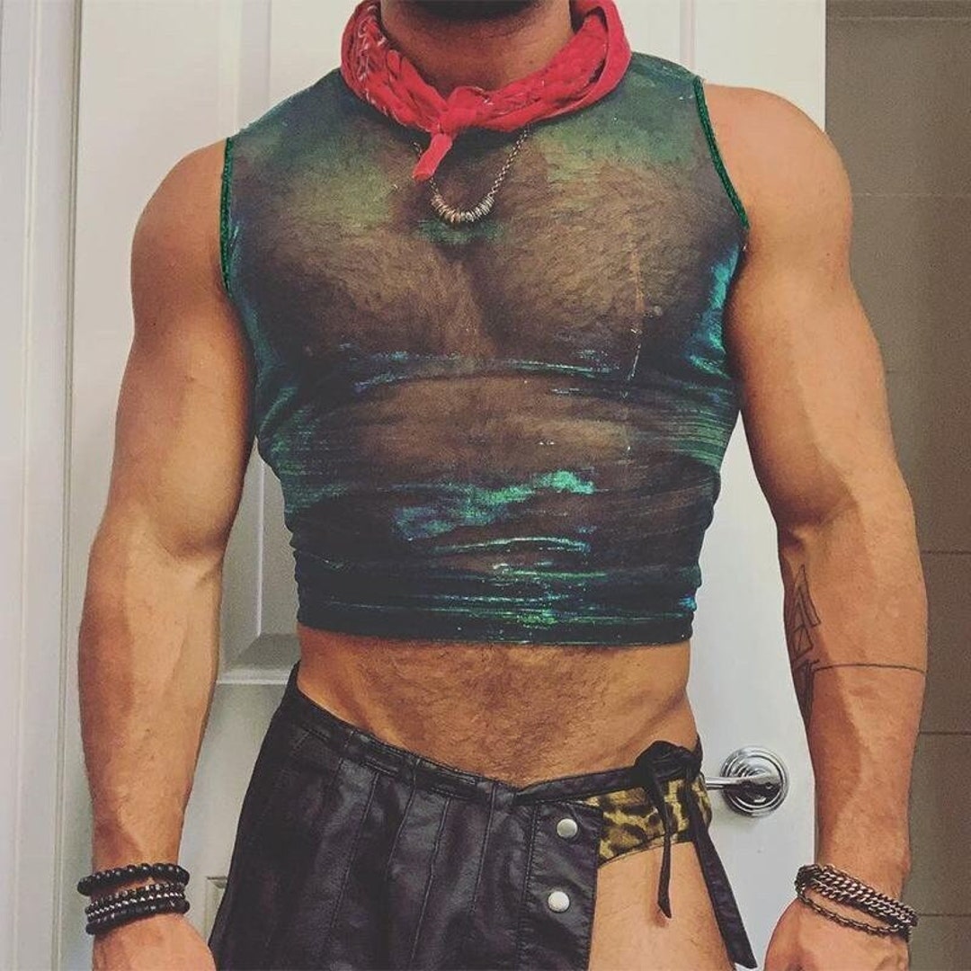 Grünes Transparentes Top Mesh Crop Top Männer Rave Outfit Rave - Etsy.de