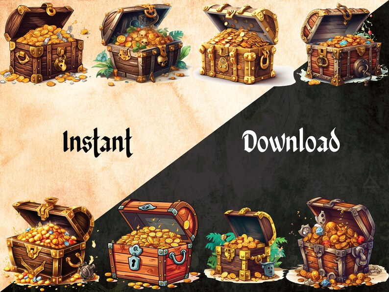Treasure Chest Full of Gold Clipart With Transparent Background, Pirate ...