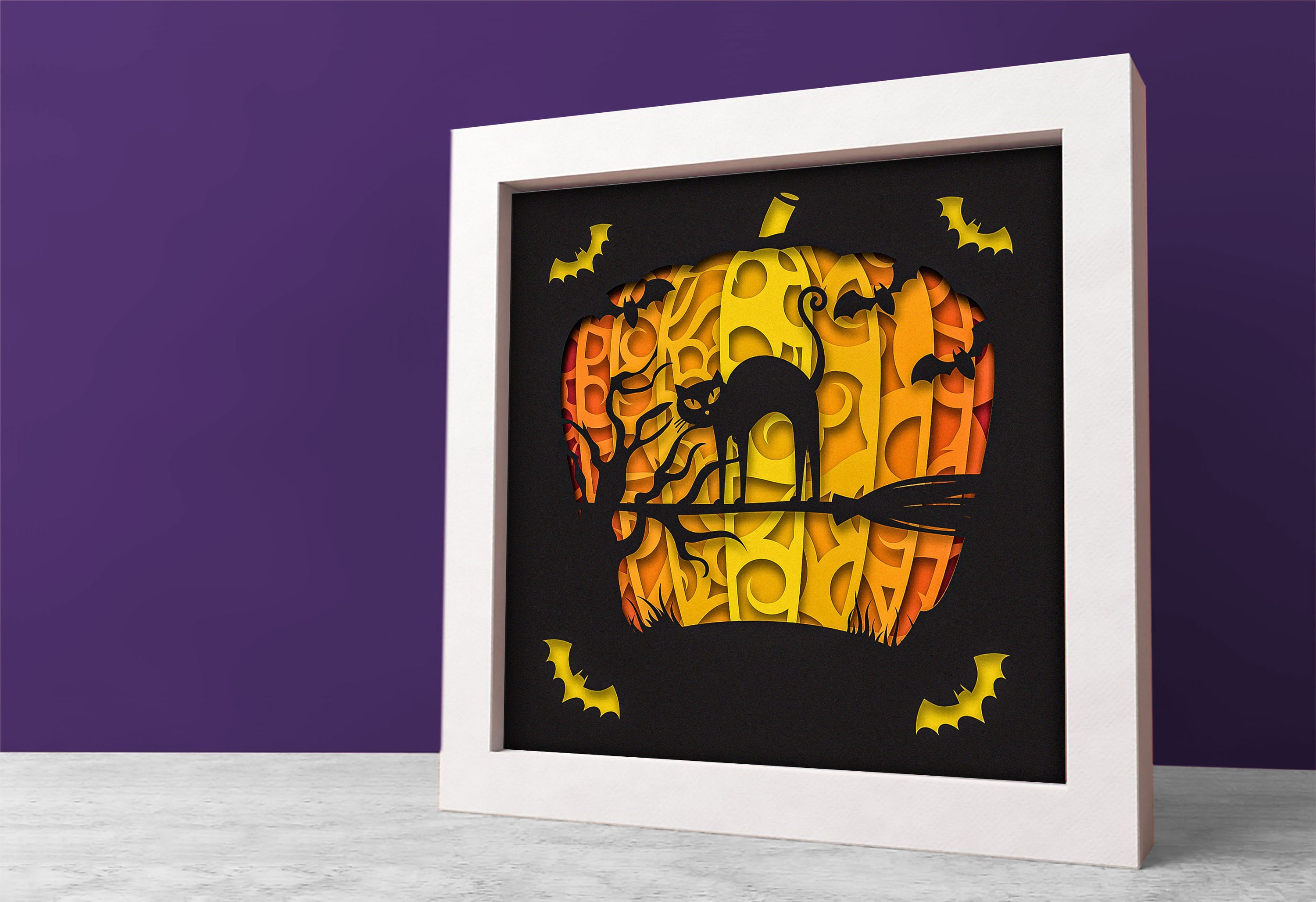 Halloween Shadow Box, Halloween Light Box, 3D Pumpkin SVG, Papercut ...