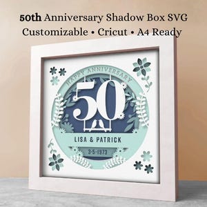 50th Anniversary Shadow Box SVG | Personalized Names & Date | Wedding ...