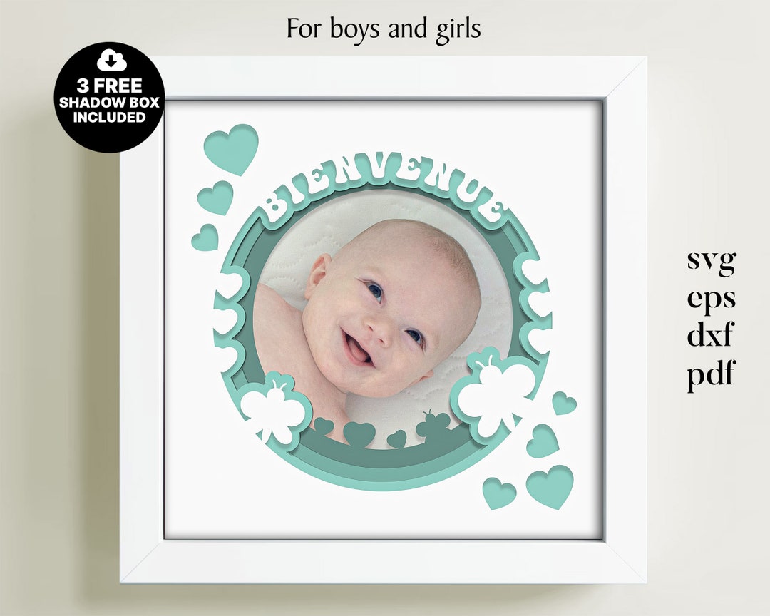 3D Baby Photo Frame Shadow Box SVG, New Born Template, Multilayer Dxf ...