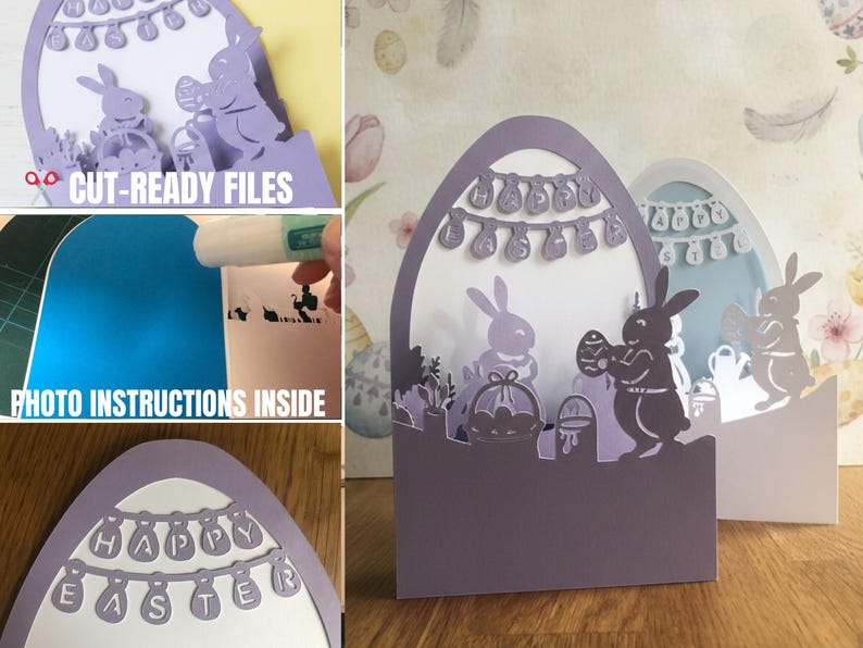 Easter Bunny Pop up Card SVG Template, 3D Layered Easter Card With ...
