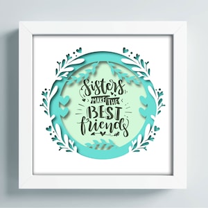 3D Sisters Shadow Box Svg, 3D Silhouette Template, Multilayer Sister ...