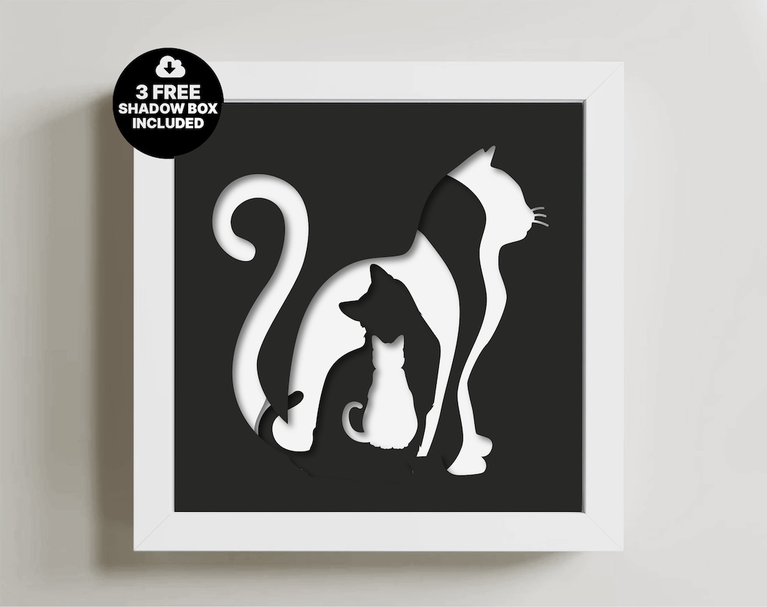 3d Cat Svg, Cat Shadow Box, Cat Light Box, Papercut Lightbox, Shadow ...