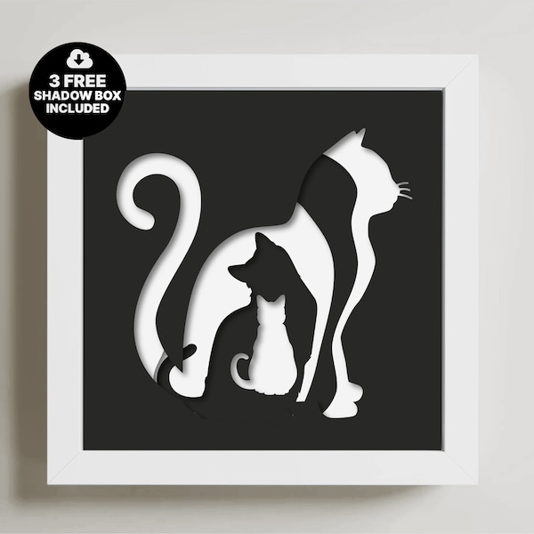 Cat Shadow Box Svg - Etsy Australia