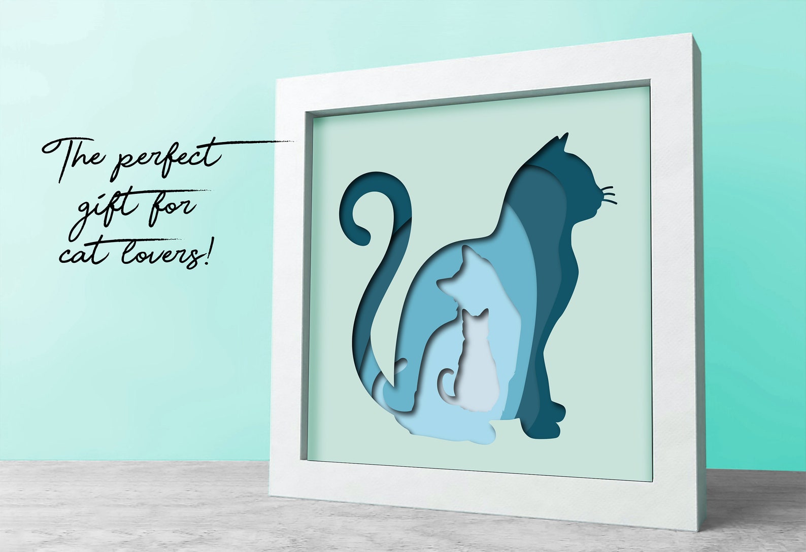 3D Cat Shadow Box Template: Multilayer Papercut SVG DXF (digital ...