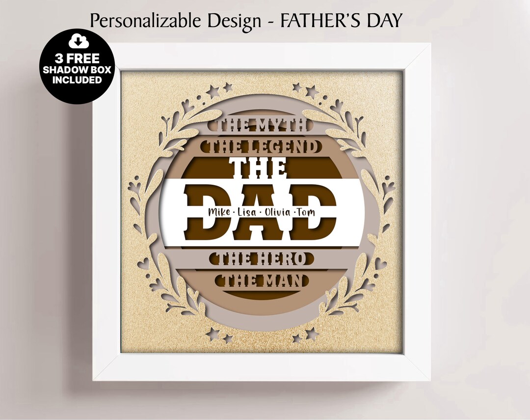 3D DAD Shadow Box With Custom Names, Fathers Day Shadow Box, Dad the ...