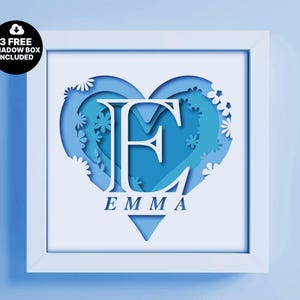 Letter Name Shadow Box Svg, 3D Heart Custom Name, Monogram Alphabet SVG ...