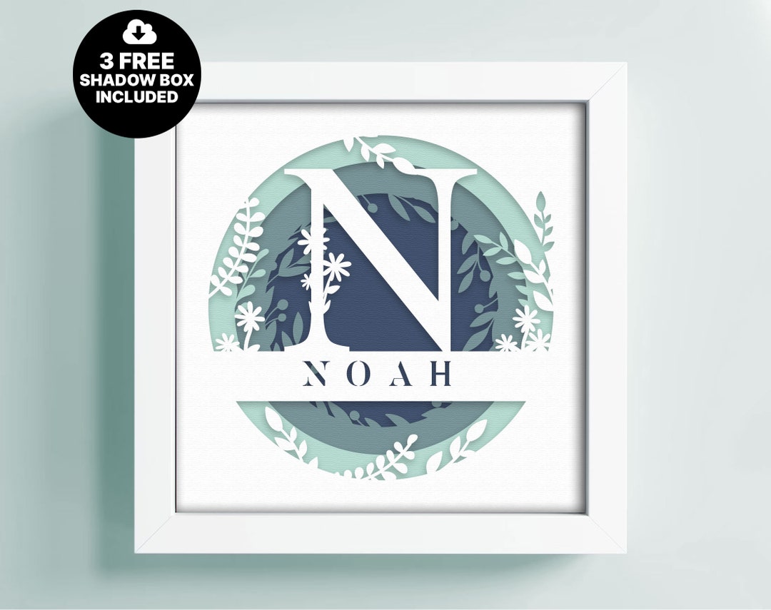 Split Monogram Shadow Box: 3D Custom Name Papercut (SVG, DXF, Eps, PDF) - Etsy