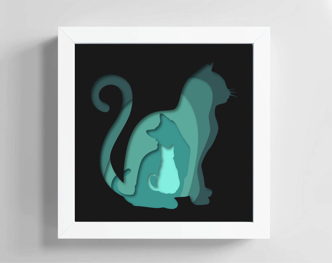 3D Cat 3D Paper Cut Shadow Box Template Multicolor Cat Svg - Etsy
