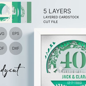 3D Anniversary 40 Years Shadow Box Custom Name and Numbers, Wedding ...