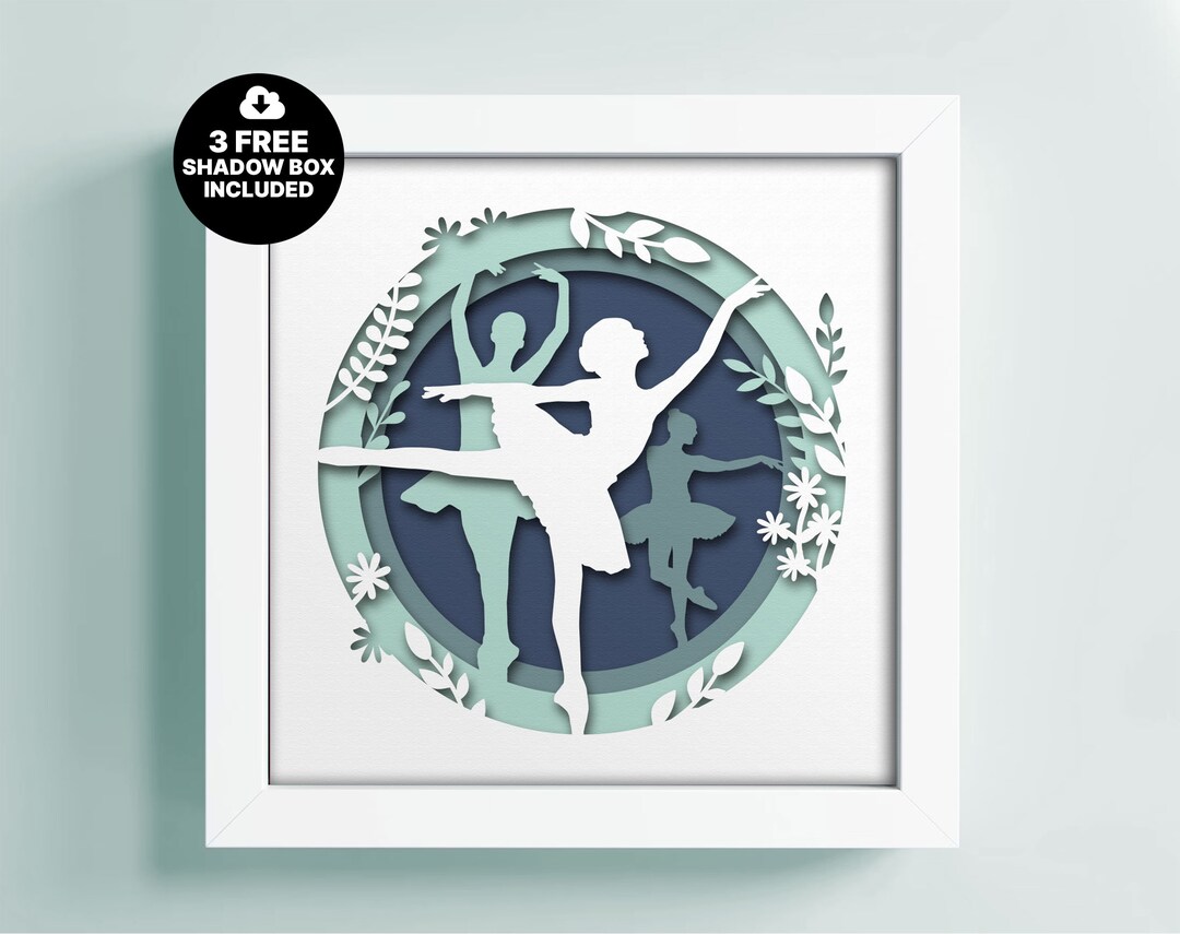 Simple Ballet Paper Cut Shadow Box Template, 3D Sillhouette Template ...
