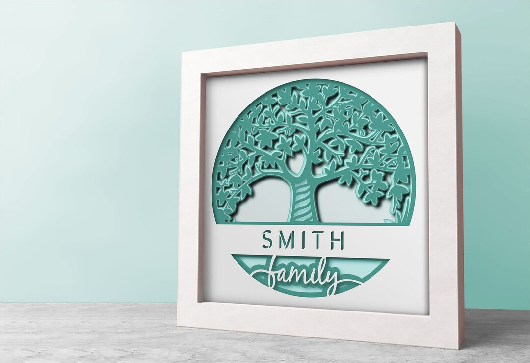 Personalizable 3D Family Tree Shadow Box SVG: Cricut, Silhouette ...