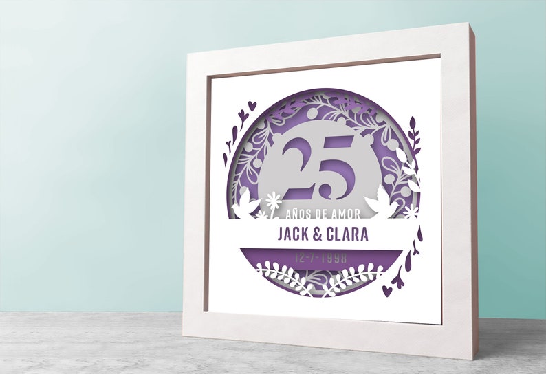3D Anniversary 25 Years Shadow Box Custom Name and Numbers - Etsy