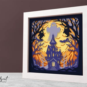 3D Ghost Halloween Shadow Box - Spooky Light Box, Black SVG, DIY ...