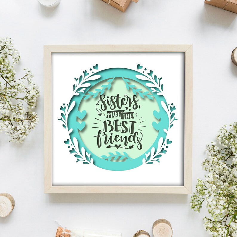 3D SISTERS Shadow Box Svg 3D Sillhouette Template Multilayer - Etsy ...