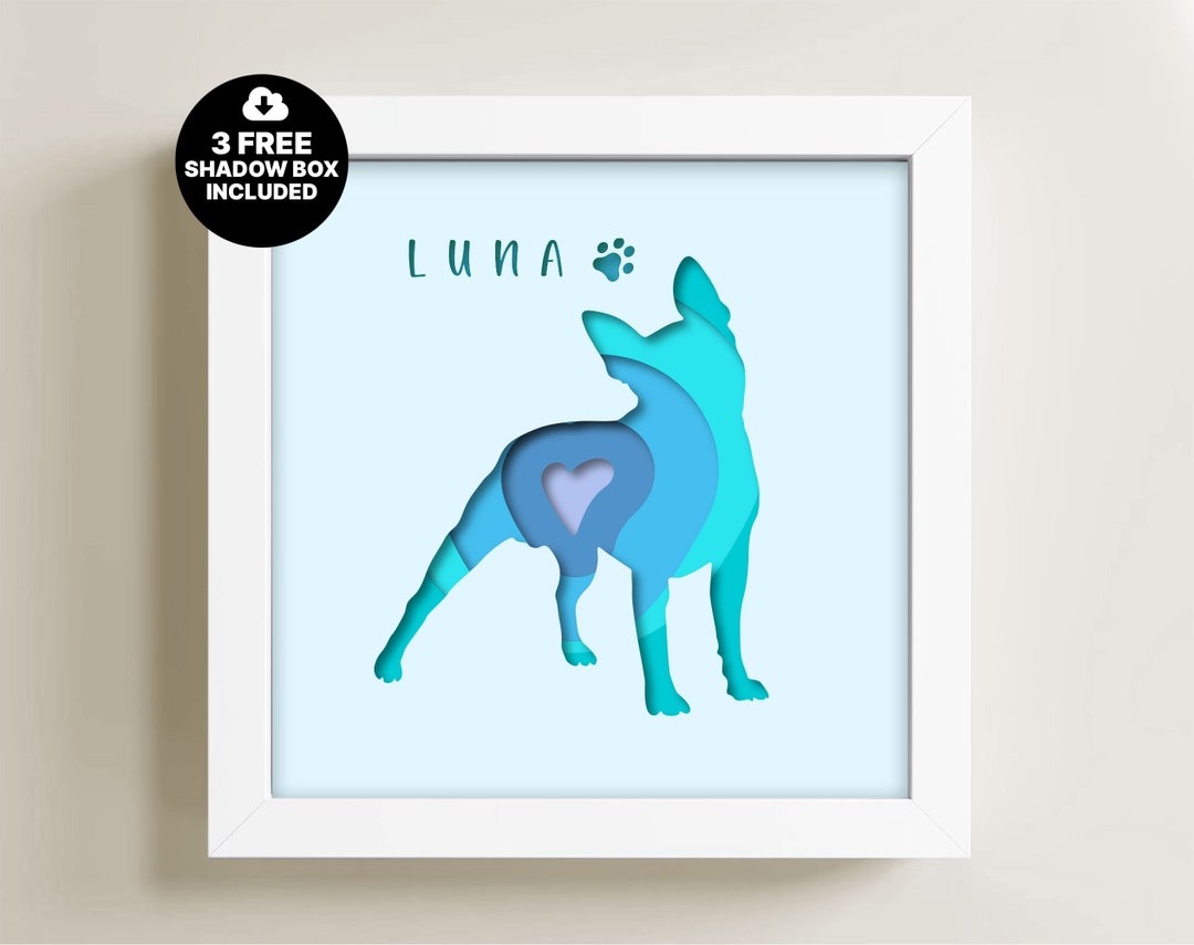 Dog Shadow Box Svg Custom Name, Boston Terrier SVG, Pet Shadow Box ...