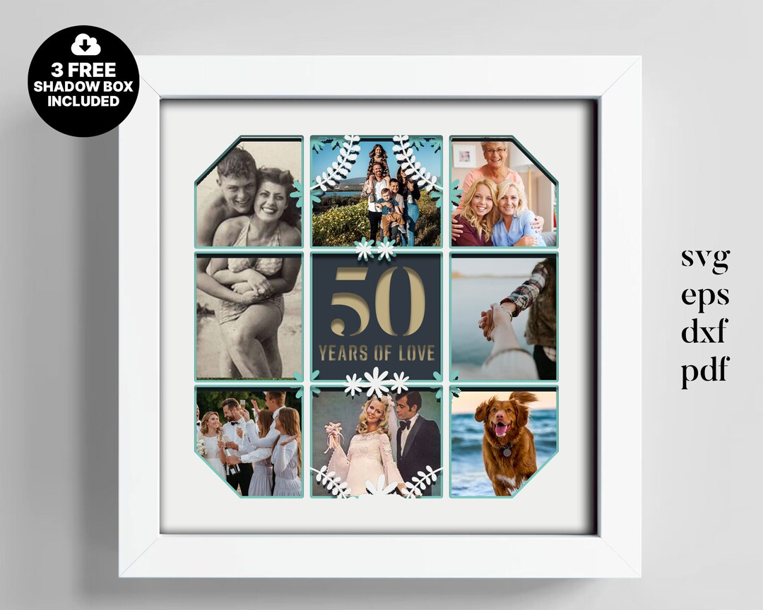 50th Anniversary Shadow Box SVG: 3D Photo Gift (digital File) - Etsy
