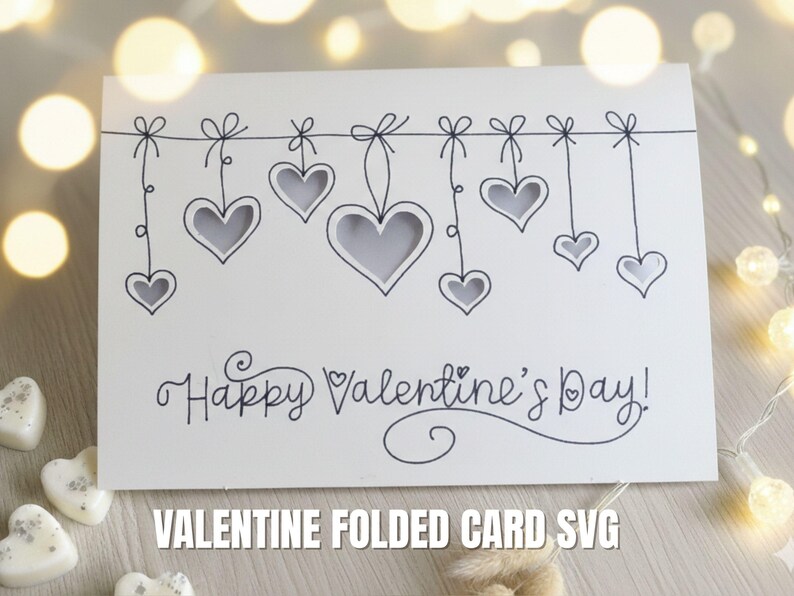 Valentine Folded Card SVG Template – Cut & Draw Love Card With ...