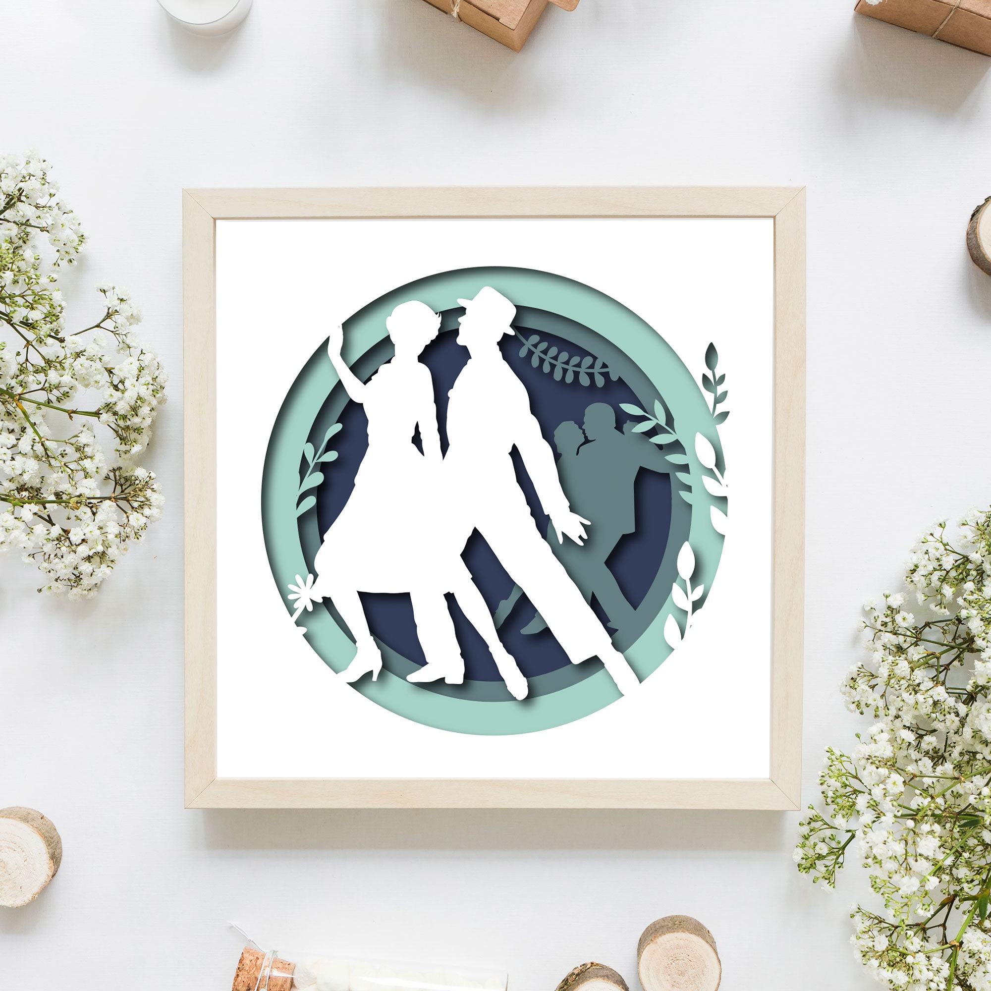 Ballet Couple Shadow Box Template: 3D Papercut SVG (digital Download ...
