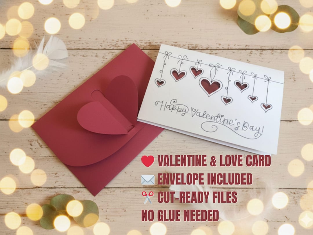 Valentine Folded Card SVG Template – Cut & Draw Love Card With ...
