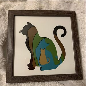 3D Cat, 3D Paper Cut Shadow Box Template, Multicolor Cat Svg ...