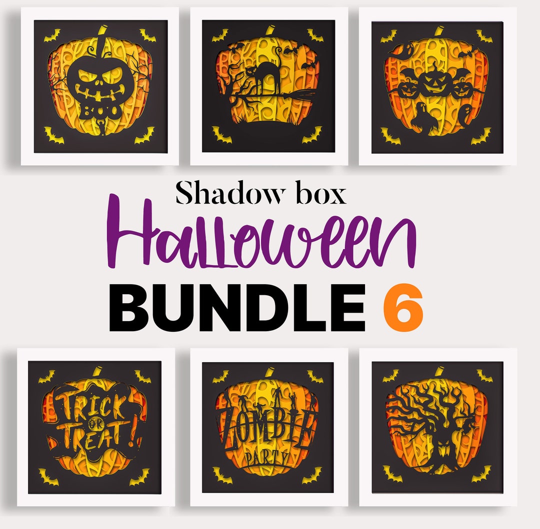 Bundle Halloween Shadow Box, Halloween Light Box, 3D Pumpkin SVG ...