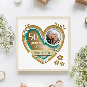 3D Anniversary 50 Years Shadow Box Custom Name and Numbers, Wedding ...