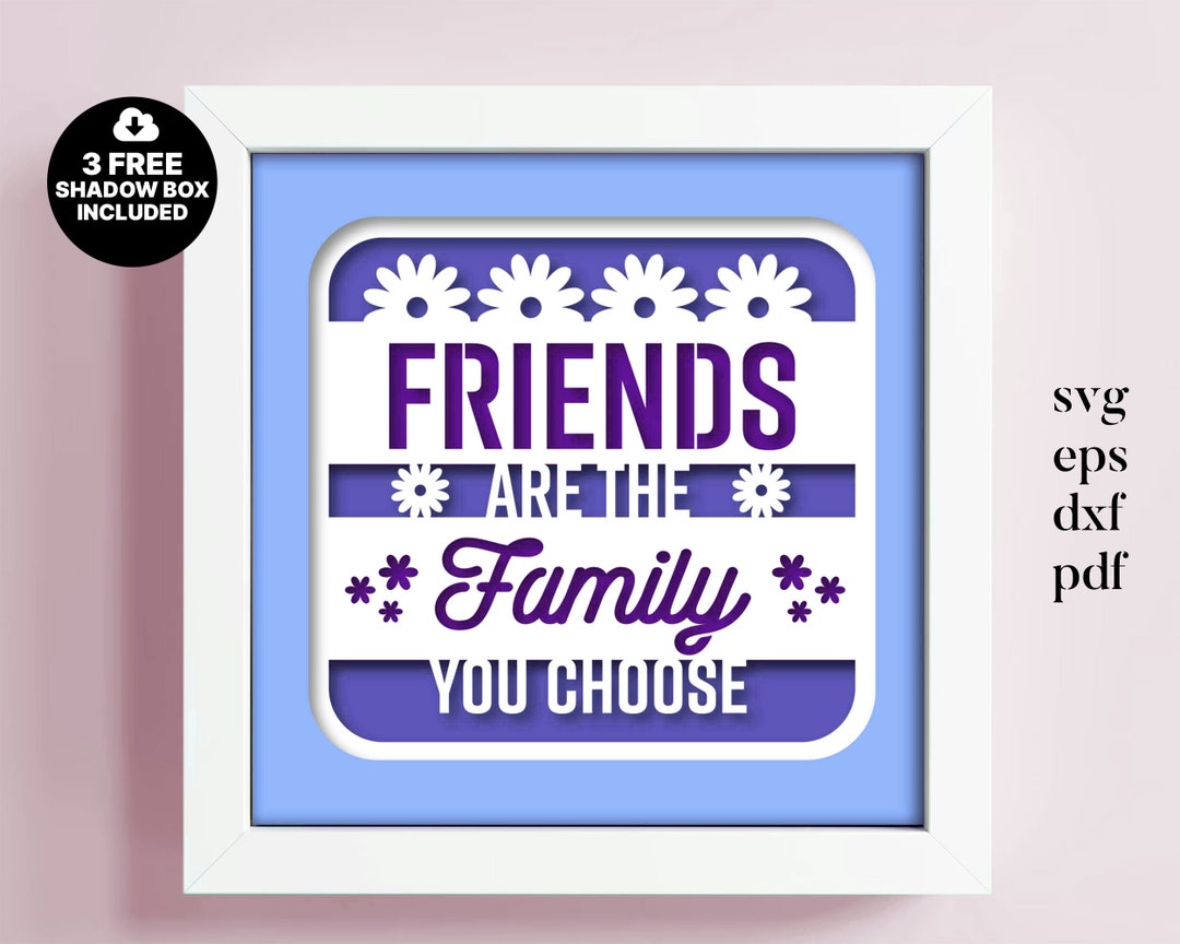 Friends Shadow Box SVG: 3D Silhouette Template, Papercut Gift (digital ...
