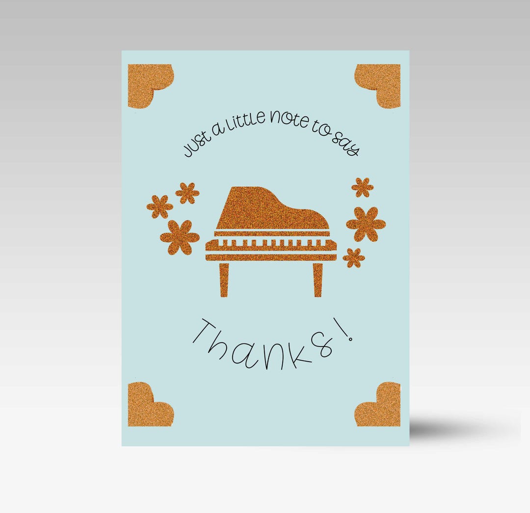 Piano Teacher Card Svg, Just A Note Thank You, 3D Music Card Svg ...