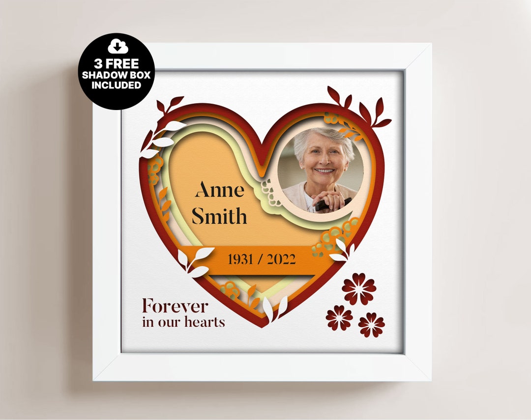Customizable Memorial Shadow Box SVG: 3D Silhouette Template (digital ...