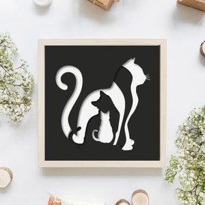 3d Cat Svg, Cat Shadow Box, Cat Light Box, Papercut Lightbox, Shadow ...