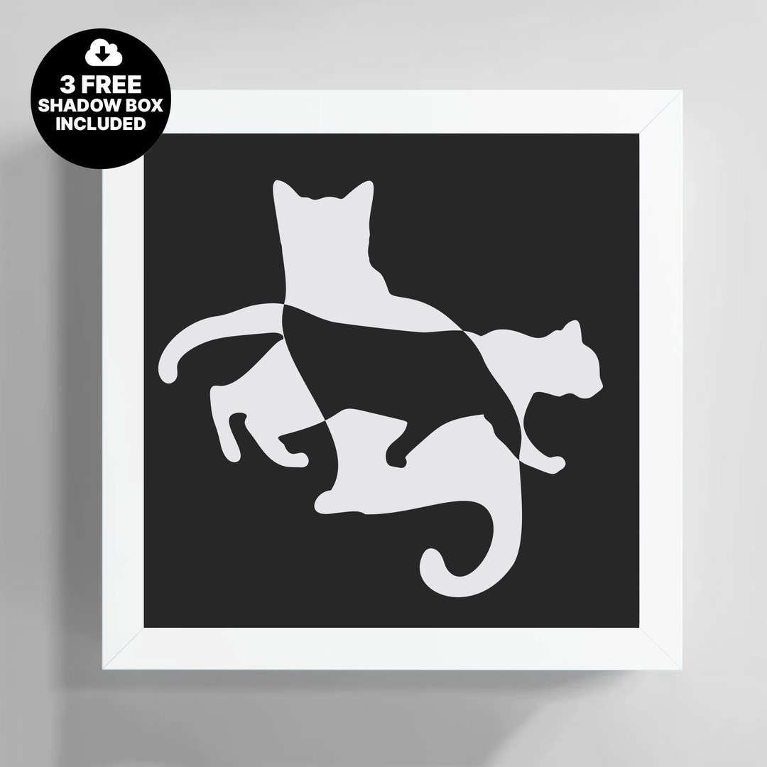 Cat Shadowbox Svg, Cat Art Minimal, Papercut Lightbox, Shadow Box Cat ...